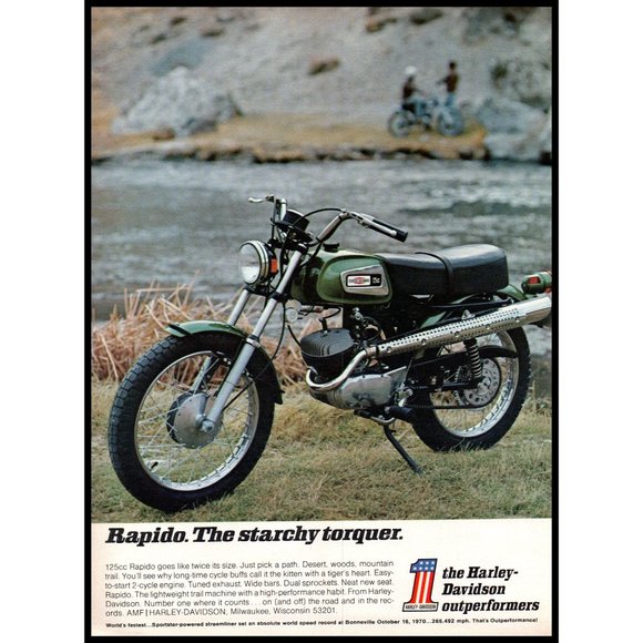 Harley-Davidson | Art | 971 Harley Davidson Rapido 125 Vintage Print Ad ...